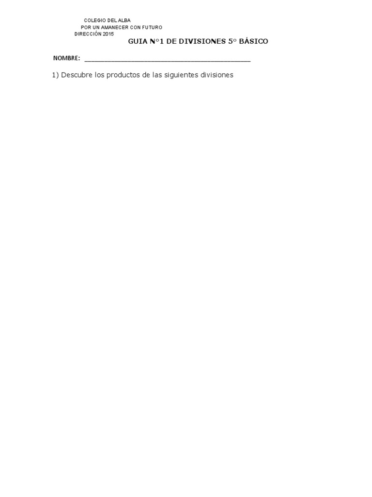 Divisiones 3 Por 2 Dígitos Quinto Básico | PDF