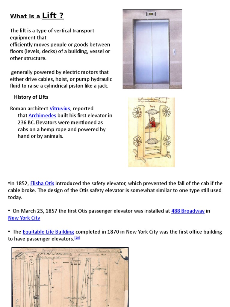 Presentation On Lift | PDF
