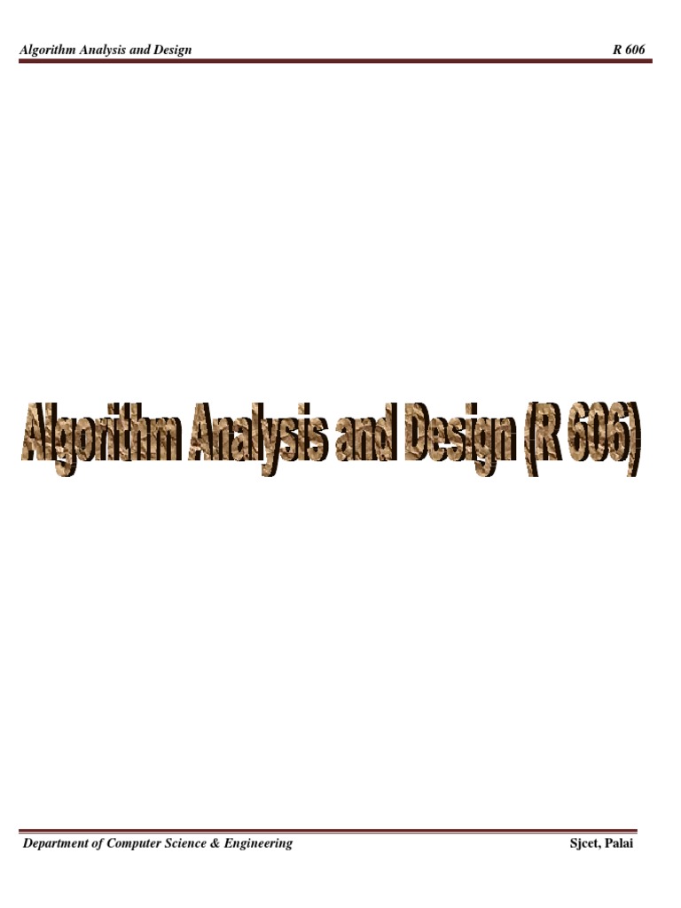 Algorithm Analysis and Design PDF | PDF | Computer Program | Programming