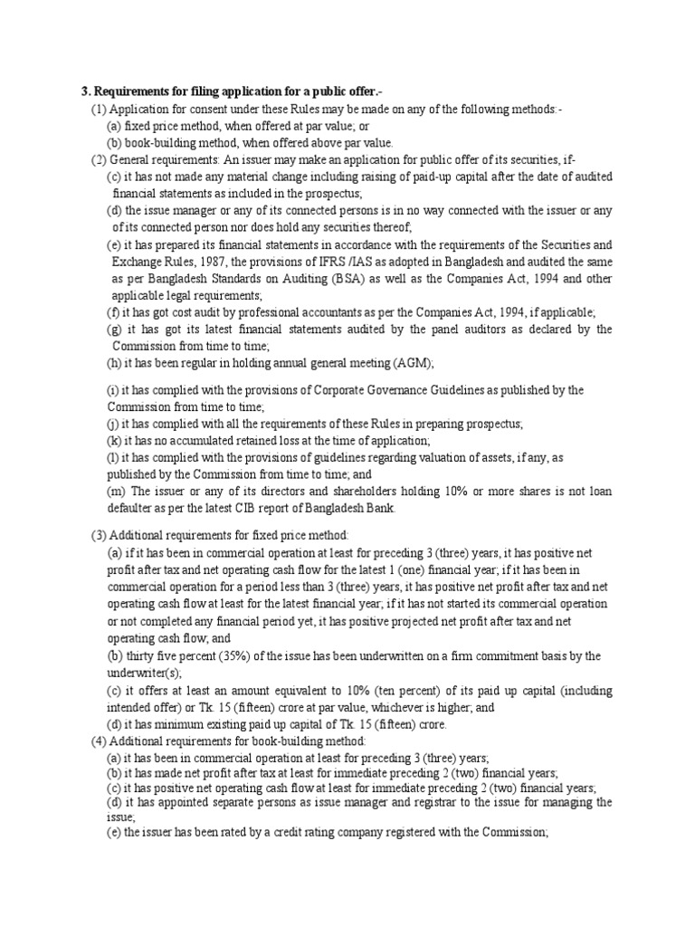 Public Offer Application Requirements | PDF | Underwriting | Financial ...