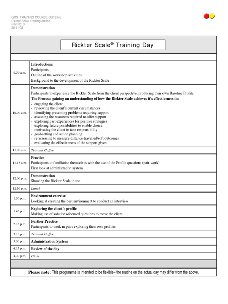 Qms - Training Course Outline | PDF | Goal Setting | Behavioural Sciences