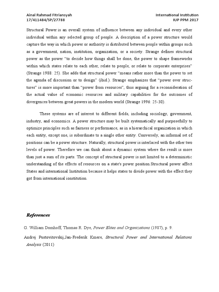 References: G. William Domhoff, Thomas R. Dye, Power Elites and ...