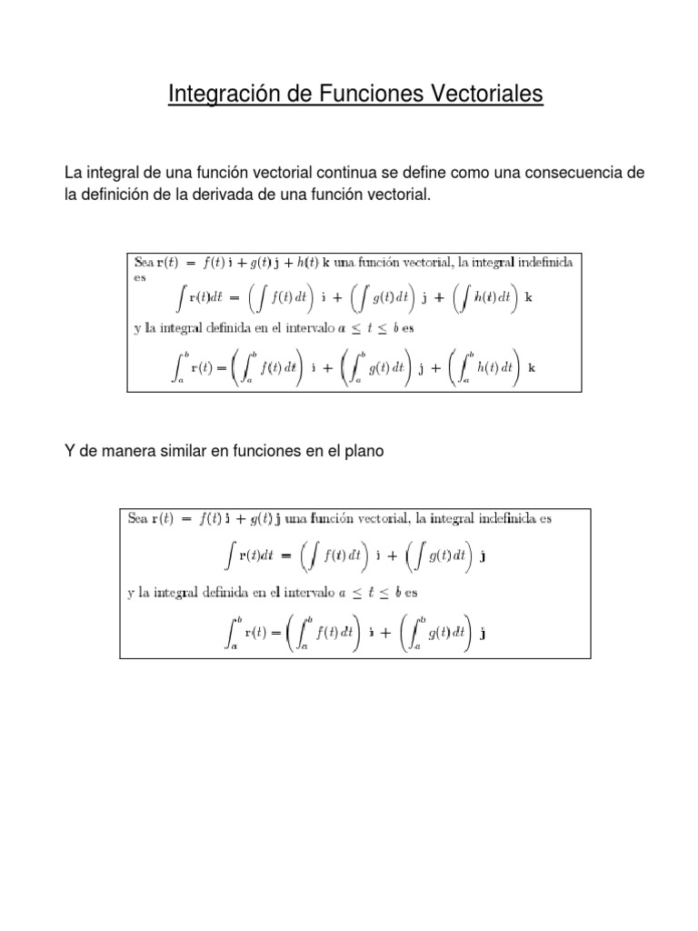 Integración de Funciones Vectoriales | PDF