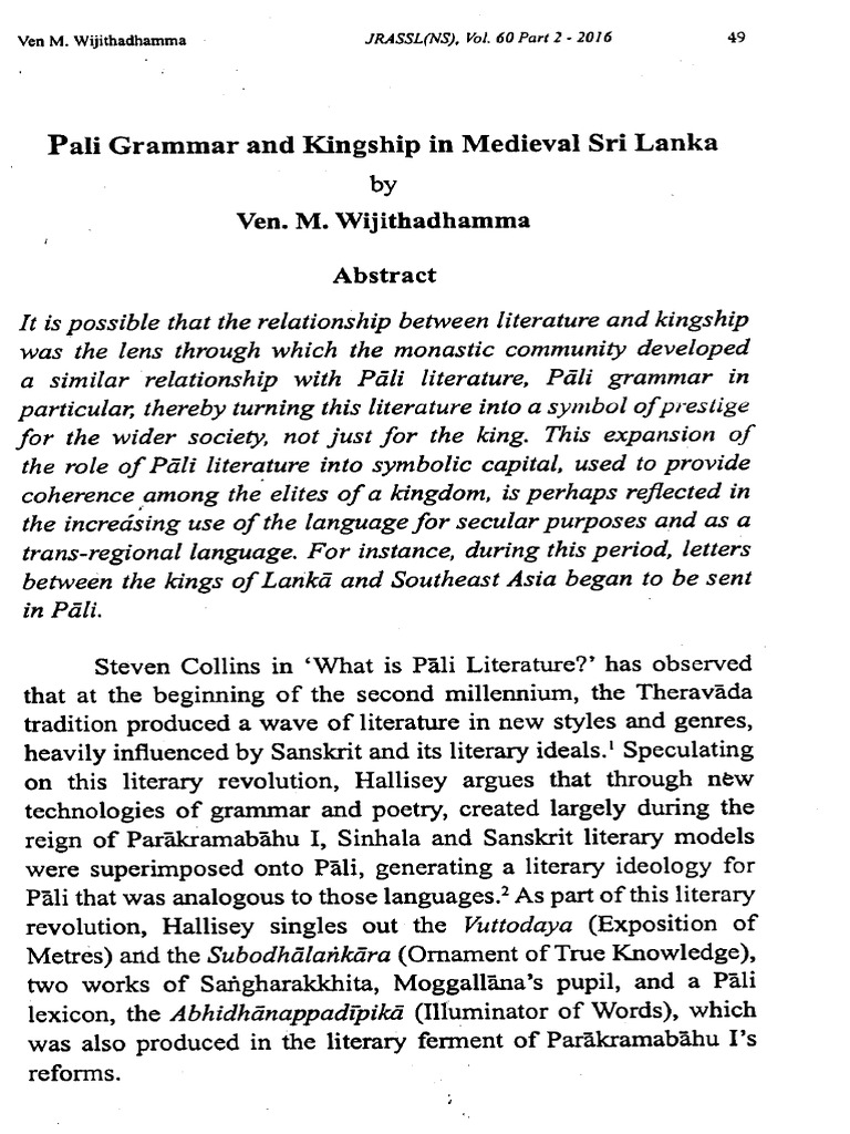 Pali Grammar and Kingship in Medieval Sri Lanka | Download Free PDF ...