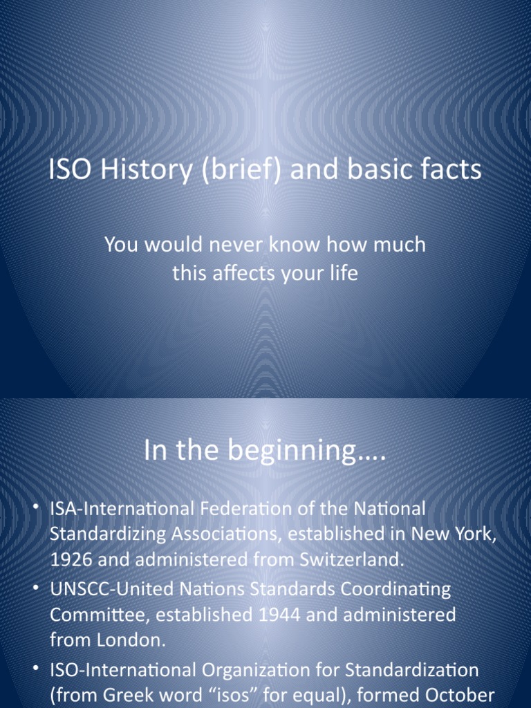 ISO History (Brief) and Basic Facts | PDF | International Organization ...