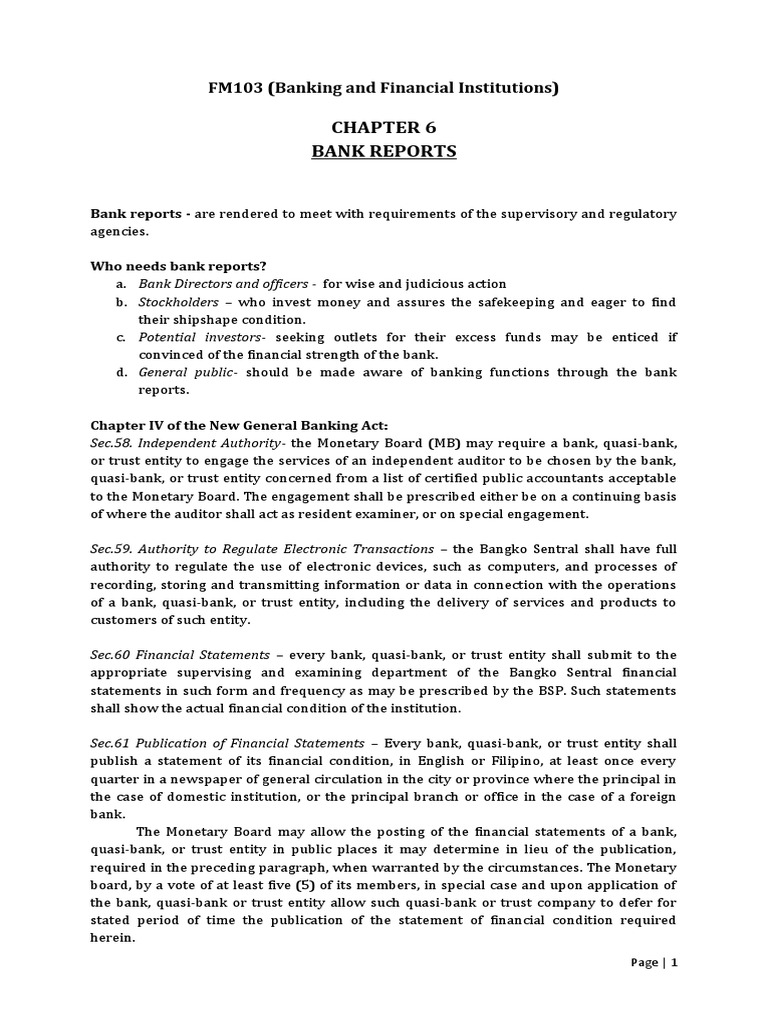 Types of Bank Reports and Their Uses | PDF | Deposit Account | Banks