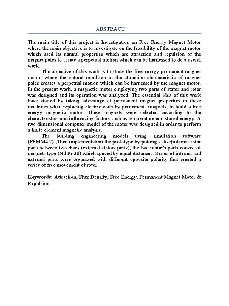 Free Energy Generator | PDF | Electric Motor | Electric Generator