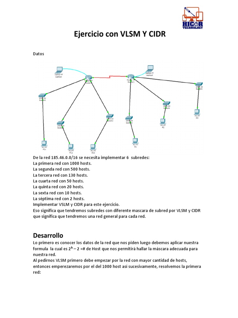 Ejercicio de VLSM Desarollado | PDF | Protocolos de internet | Estándares de internet