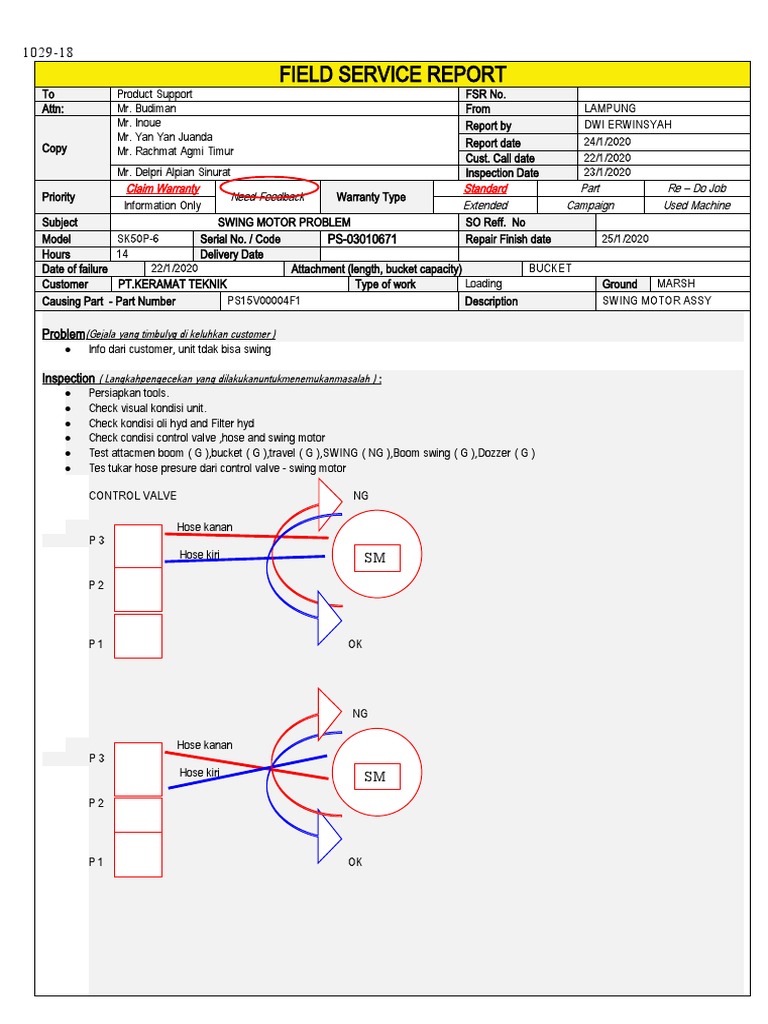 Field Service Report: Claim Warranty Standard | PDF