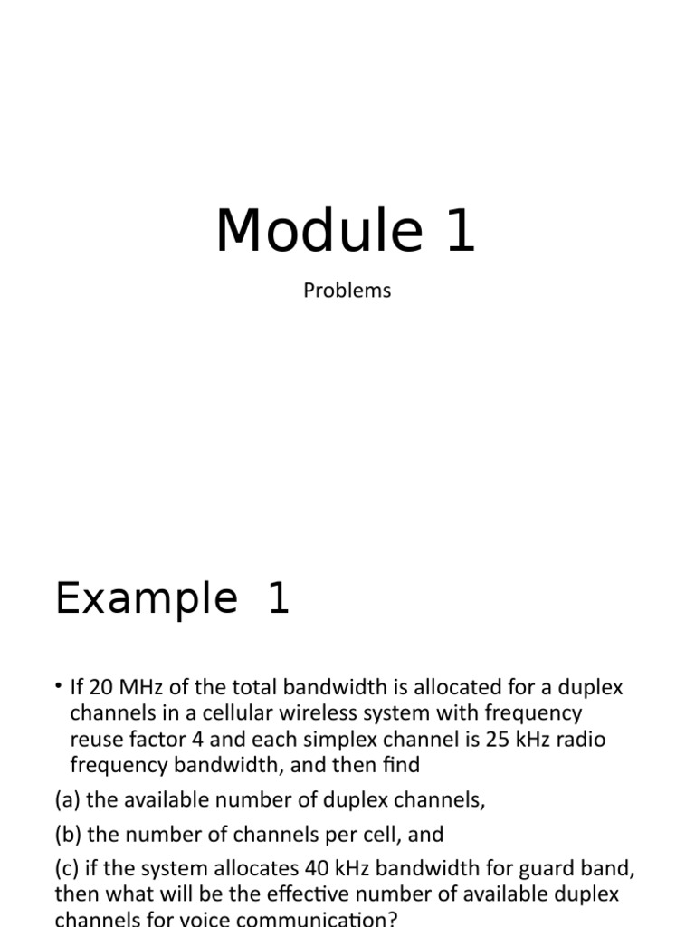 Module 1 Problems | PDF | Cellular Network | Duplex (Telecommunications)
