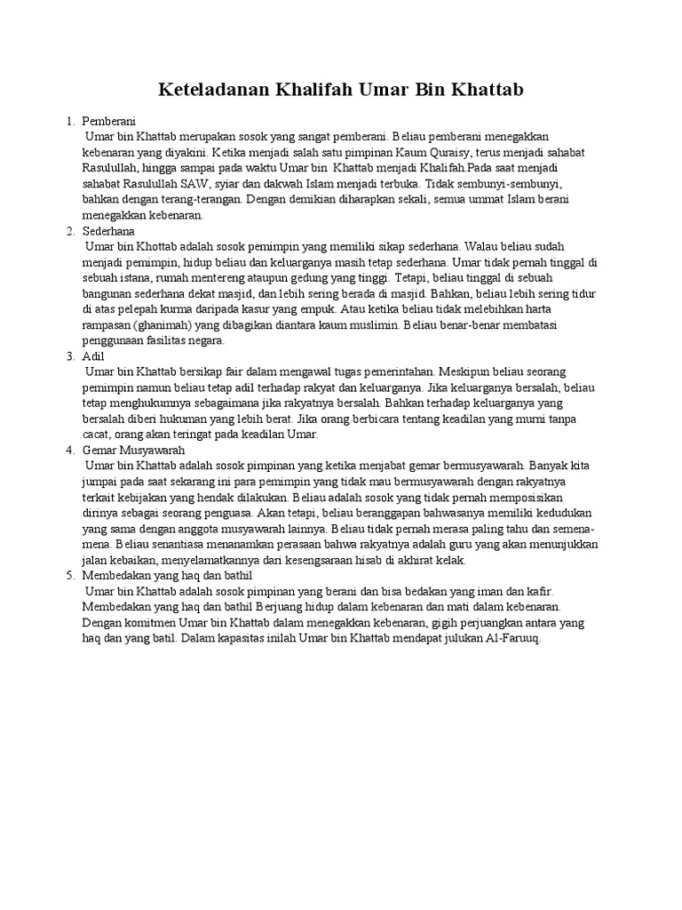 Keteladanan Khalifah Umar Bin Khattab Pdf