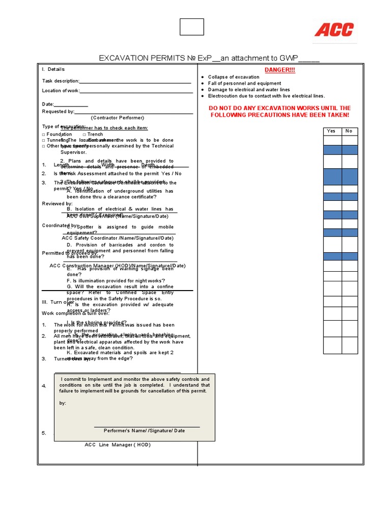 Excavation Permit ACC Jamul | PDF | Safety | Prevention
