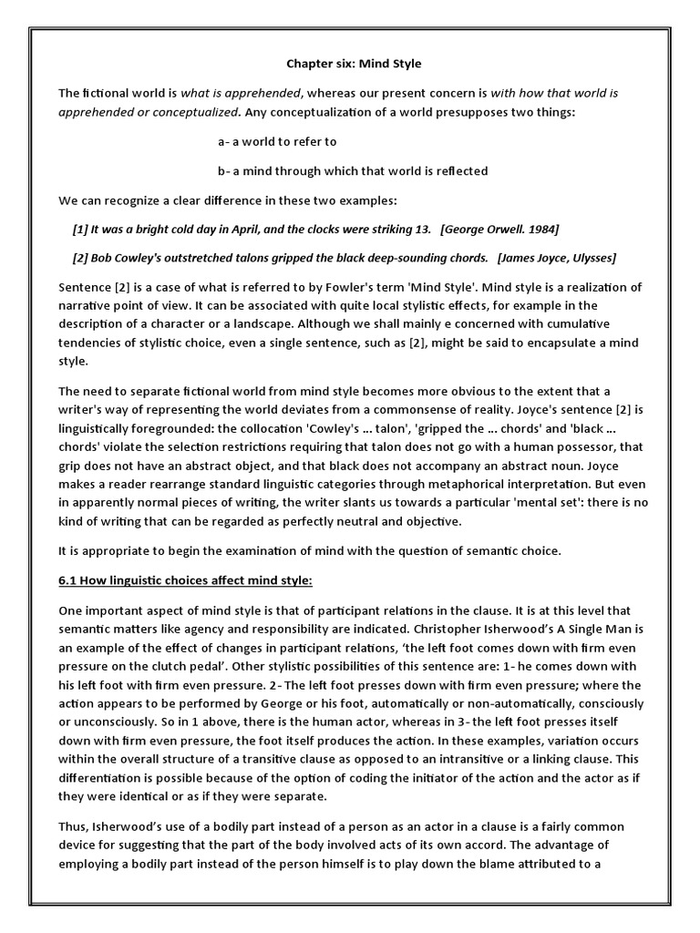 6th Chapter Mind Style | PDF | Adjective | Noun