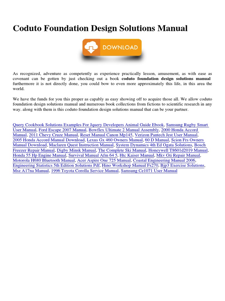 Coduto Foundation Design Solutions Manual | PDF