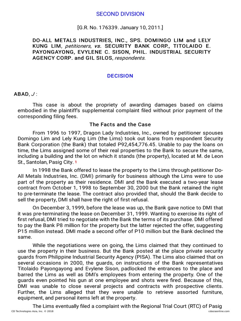 Court Ruling on Lease Dispute and Damages | PDF | Complaint | Damages