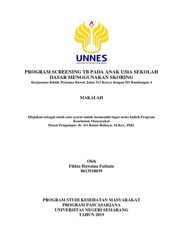 Program Screening TB Pada Anak Usia Sekolah Dasar Menggunakan Skoring | PDF