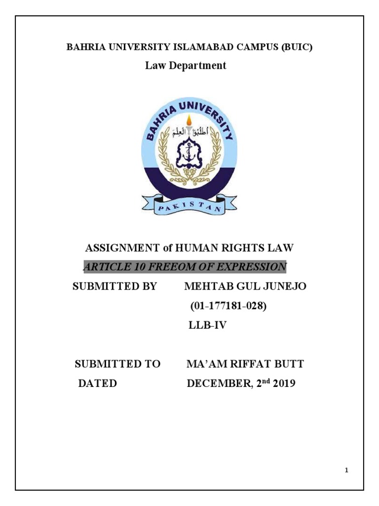 Human Rights Law: Freedom of Expression | PDF | Freedom Of Speech ...