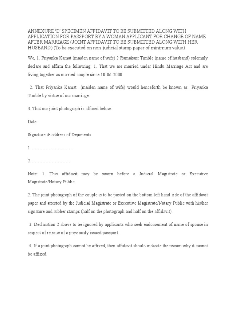 Affidavit For Marriage Proof | PDF