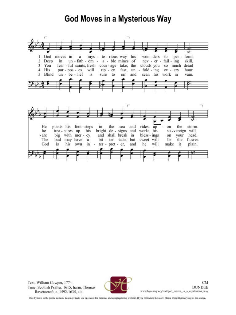 God Moves in A Mysterious Way | PDF | Christian Songs | Church Music