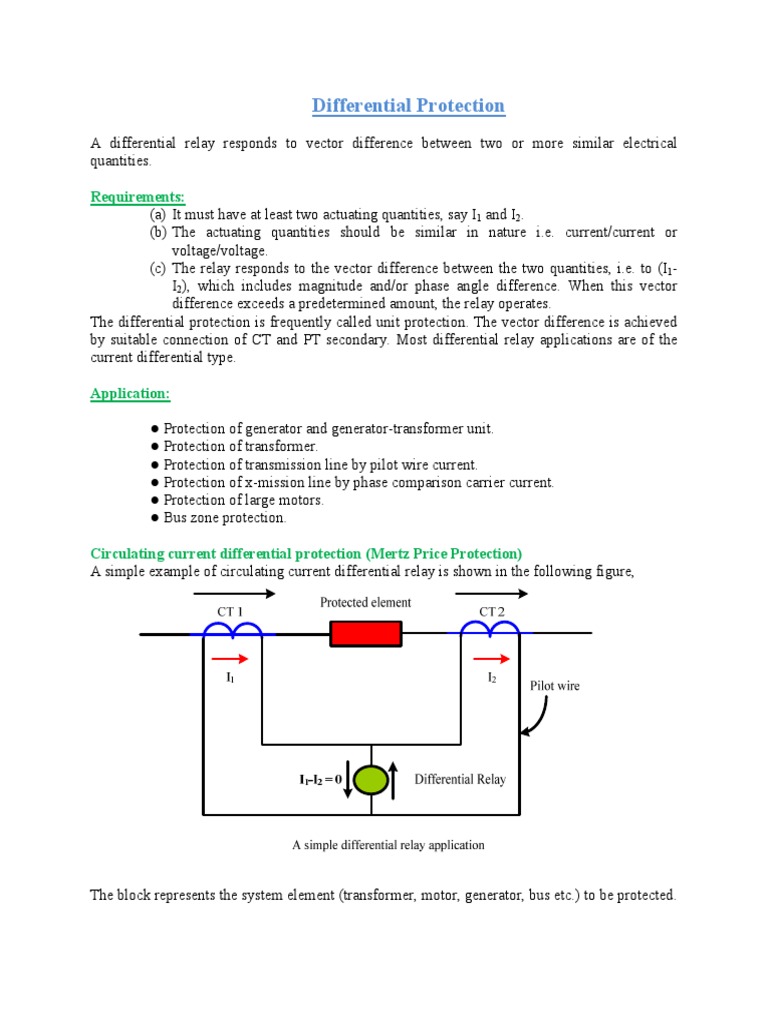 Differential Relay Protection Overview | PDF | Relay | Electrical Impedance