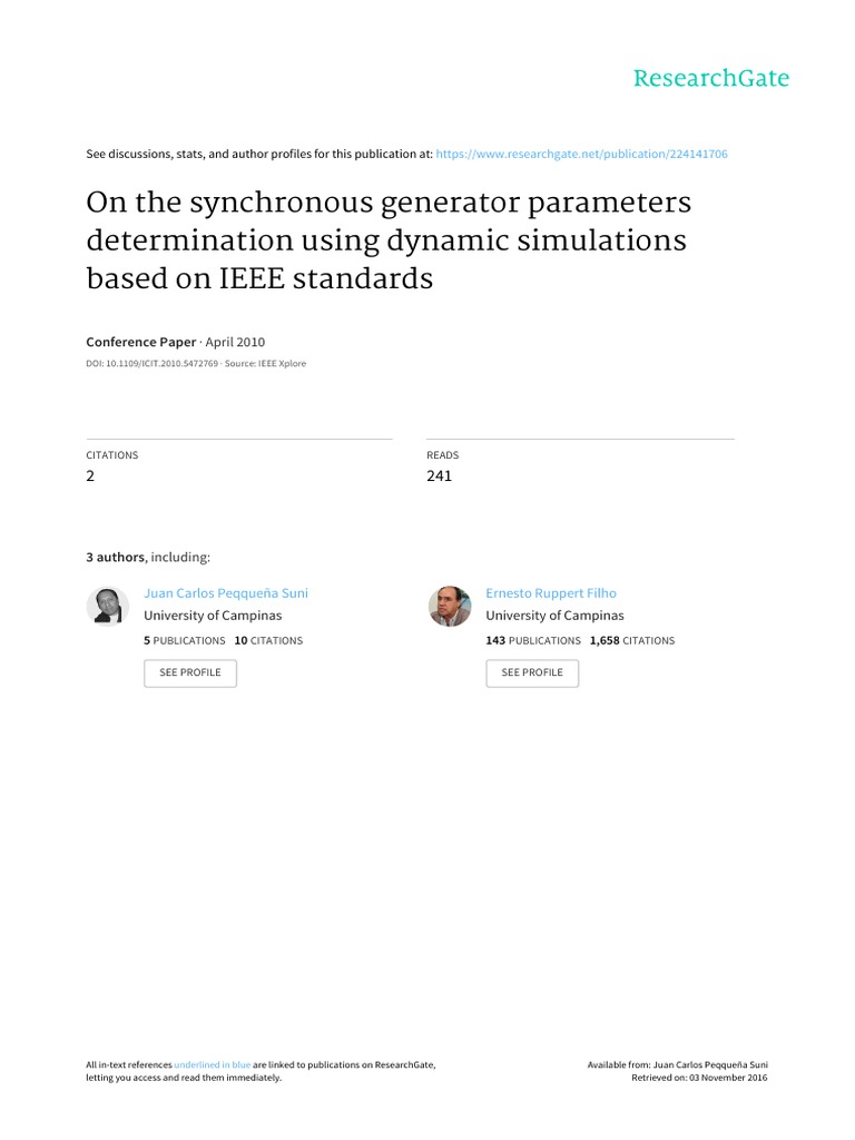 On The Synchronous Generator Parameters Determinat PDF | PDF | Electric ...