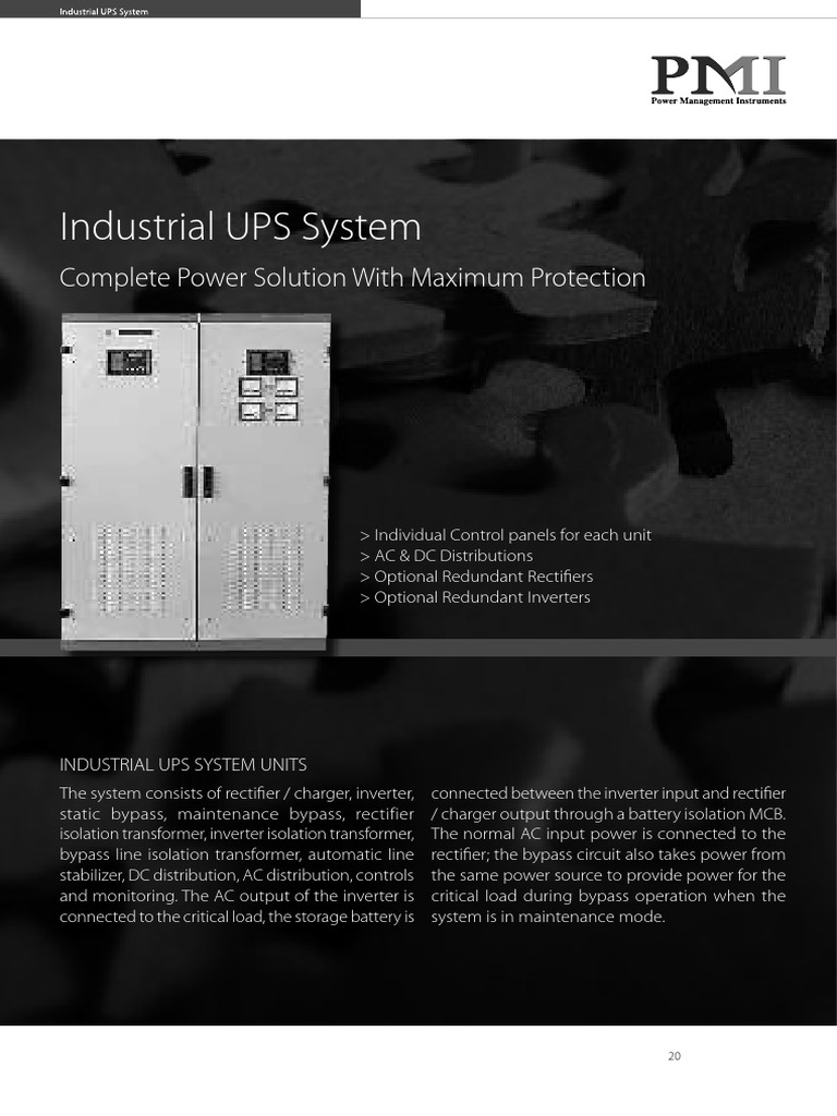 1 - Industrial UPS System - PMI PDF | PDF | Power Inverter | Rectifier