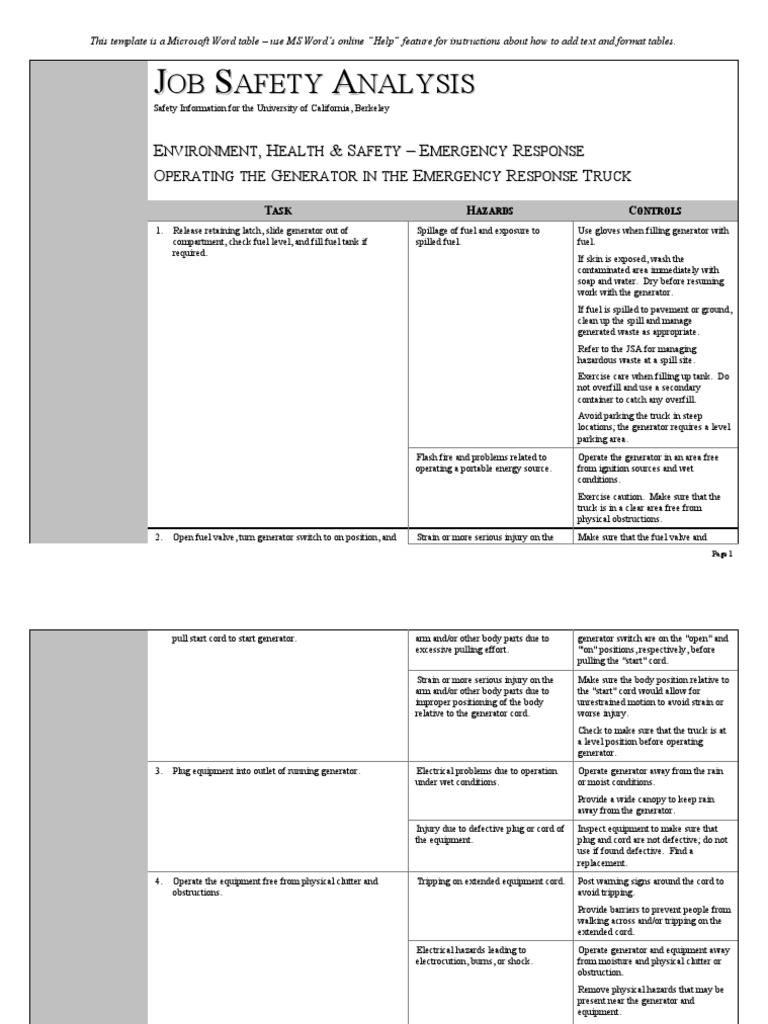 Operating Procedures and Safety Considerations for Using an Emergency ...