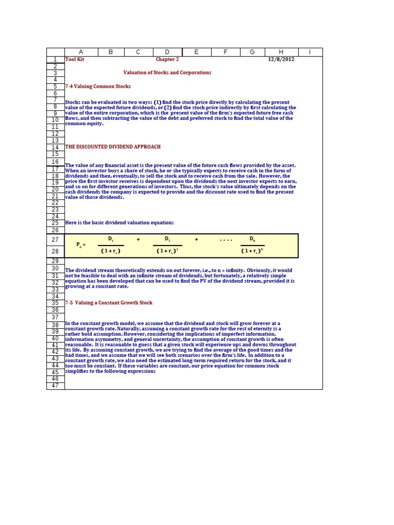Ch07 Tool Kit | PDF | Working Capital | Stocks