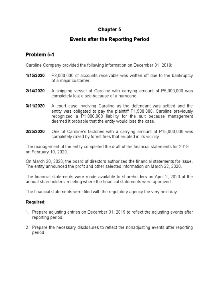 Adjustments and Disclosures for Events Occurring After the Reporting ...