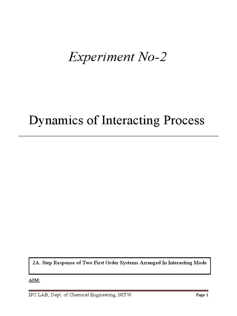 2 - Dynamics of Interacting Process1 | PDF | Steady State | Systems Theory