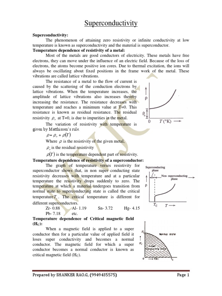Superconductivity (VTU) PDF | Download Free PDF | Superconductivity | Electrical Resistivity And ...