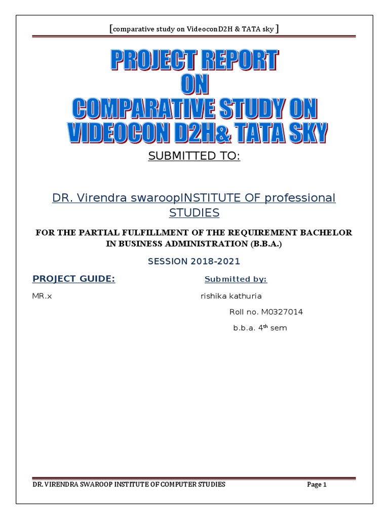 Project Report On Comparative Study On Videocon d2h Amp Tata Sky Final - Edited | PDF ...