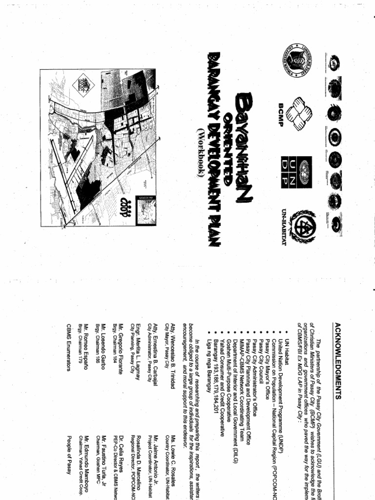 Bayanihan Oriented Barangay Development Plan Workbook PDF | PDF