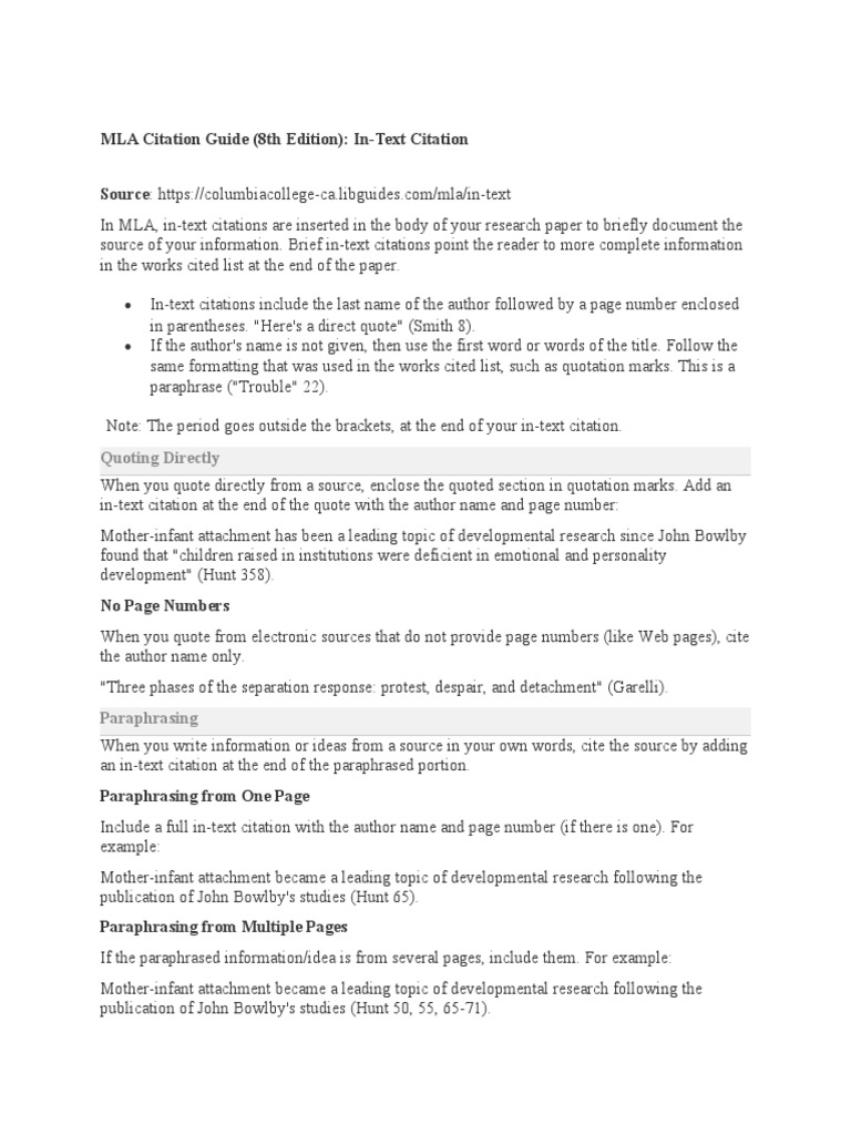 MLA Citation Guide (8th Edition) : In-Text Citation: Quoting Directly ...