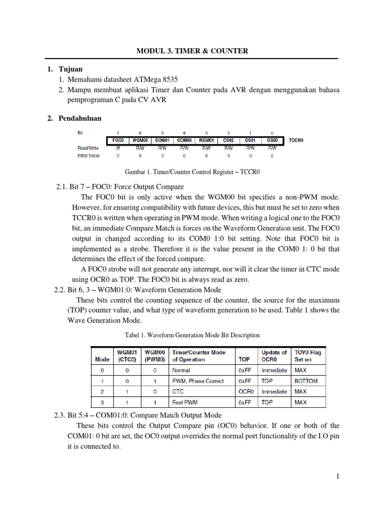 Modul 3. Timer & Counter 1. Tujuan | PDF | Timer | Computer Engineering