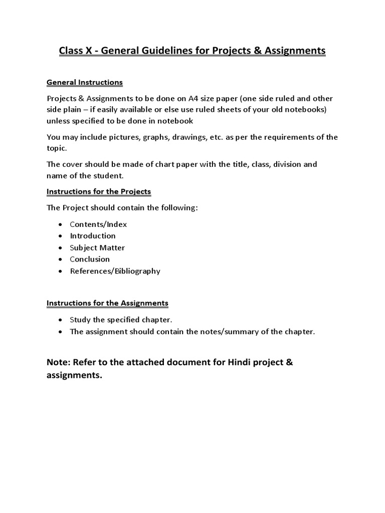 Class X - Project & Assignment Guidelines | PDF | Banks