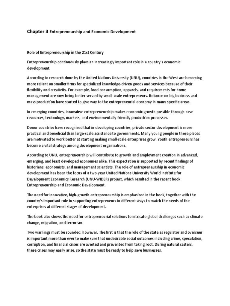 Chapter 3 Entrepreneurship | PDF | Entrepreneurship | Economic Development