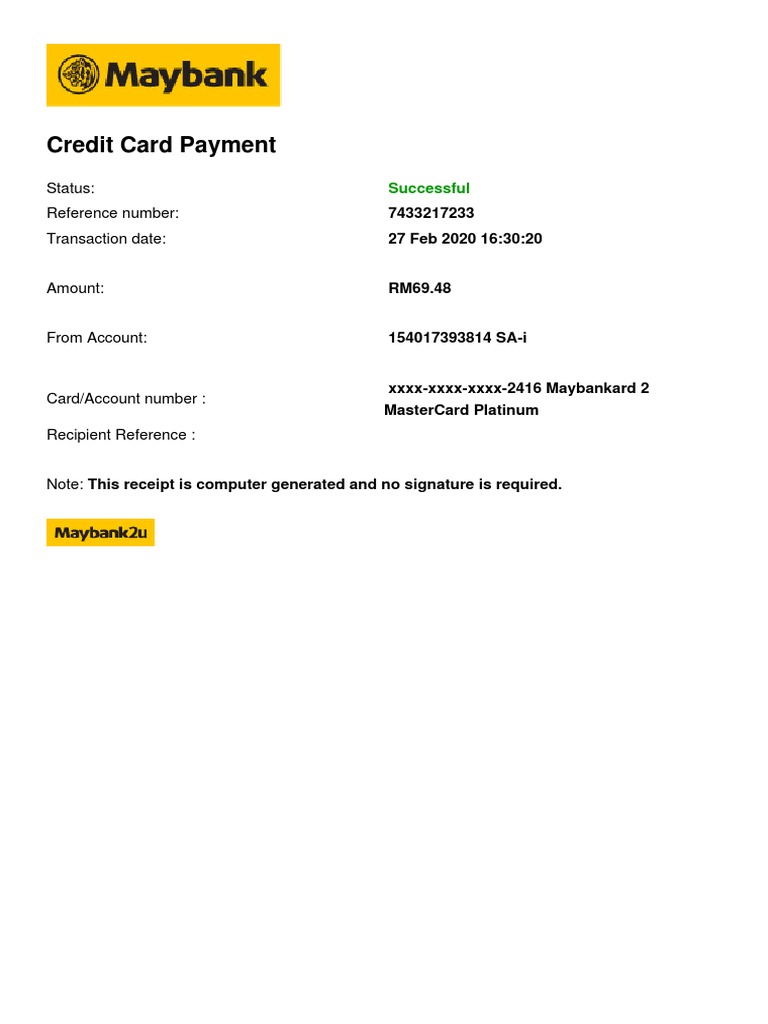 Credit Card Payment: Successful | PDF