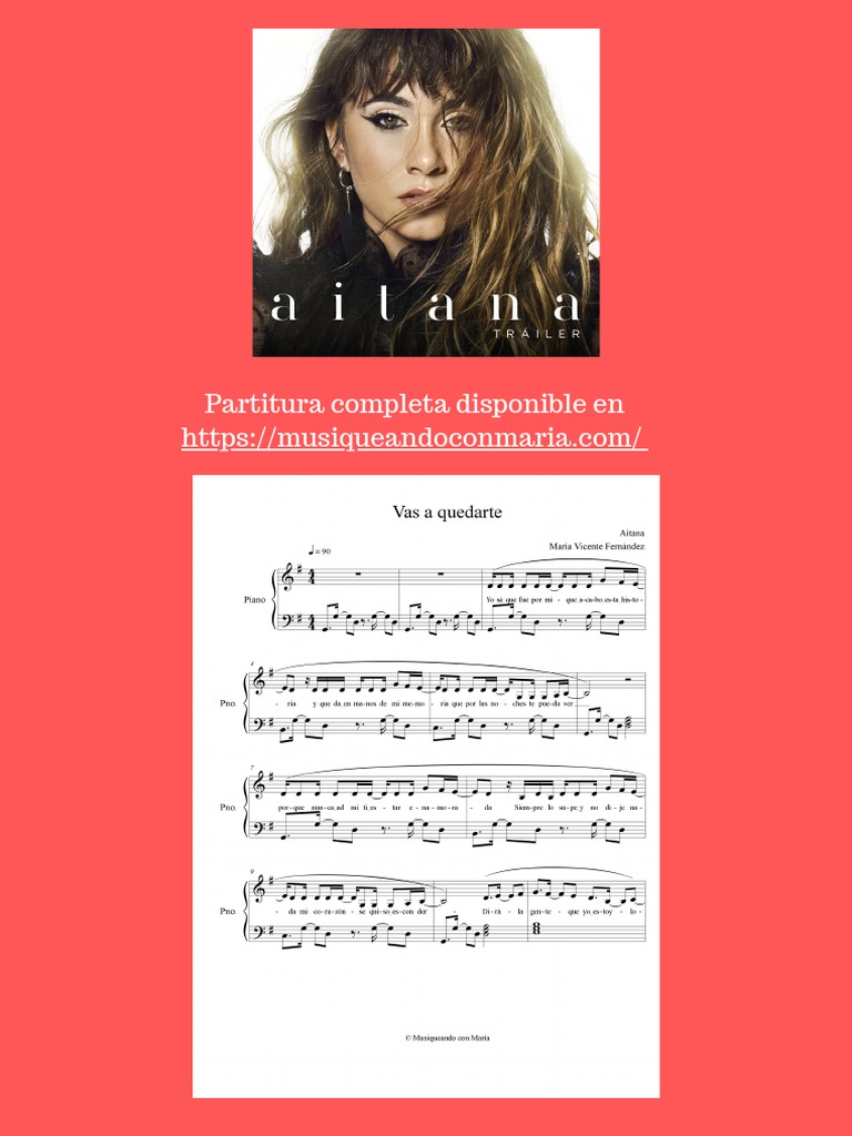 Partitura Vas A Quedarte - Aitana | PDF