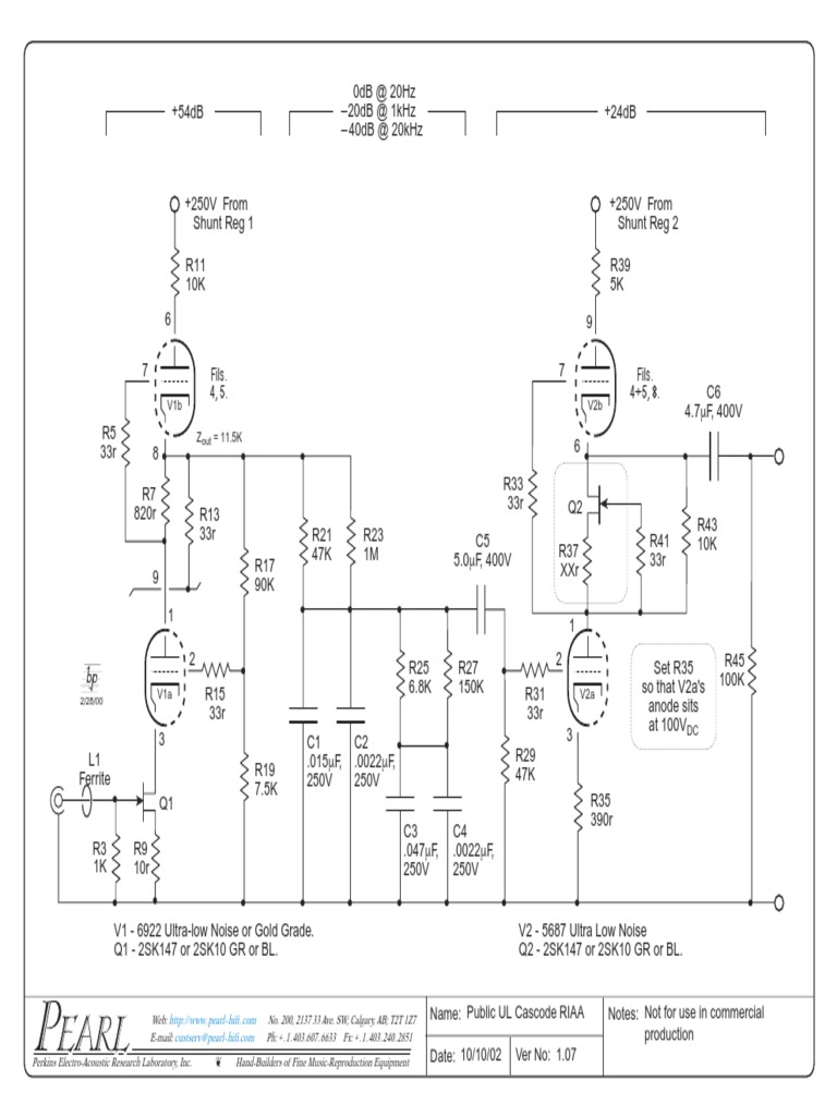 JFET Input, UL Cascode, Passive RIAA Stage | PDF