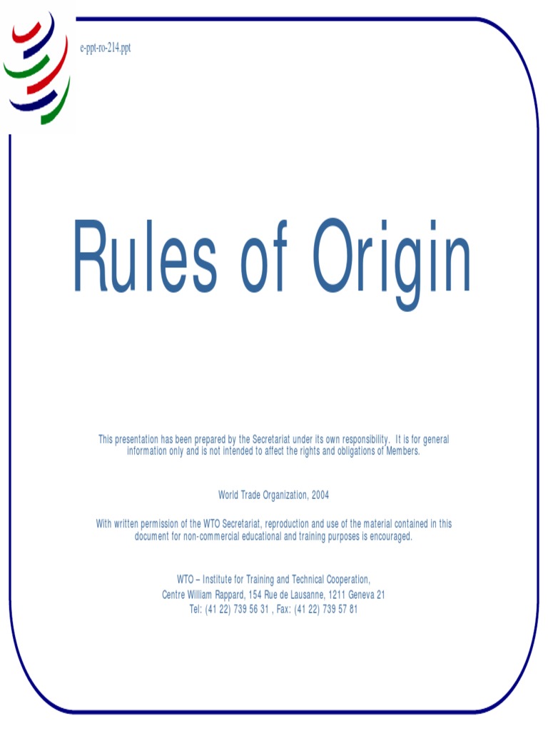 Rules of Origin | PDF | Uruguay Round | World Trade Organization