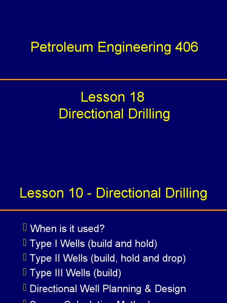 Types and Calculations in Directional Drilling | PDF | Oil Well | Civil ...