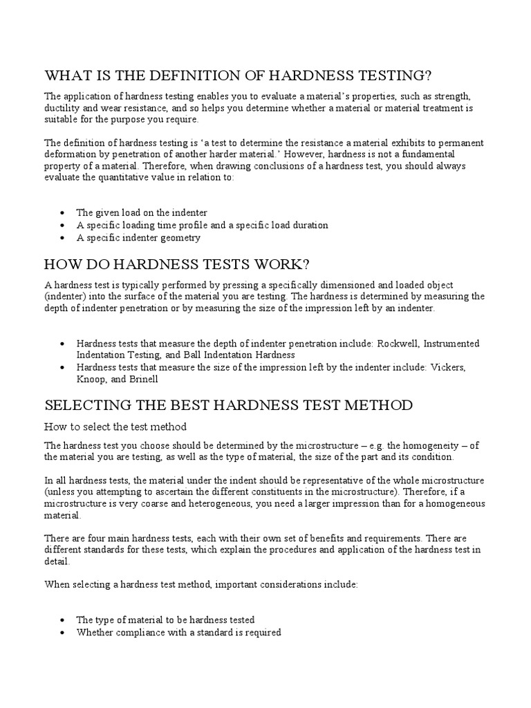What Is The Definition of Hardness Testing?: How To Select The Test ...