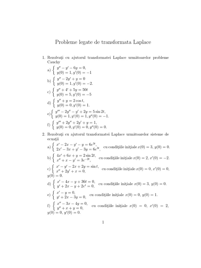 Transformata Laplace - Aplicatii | PDF