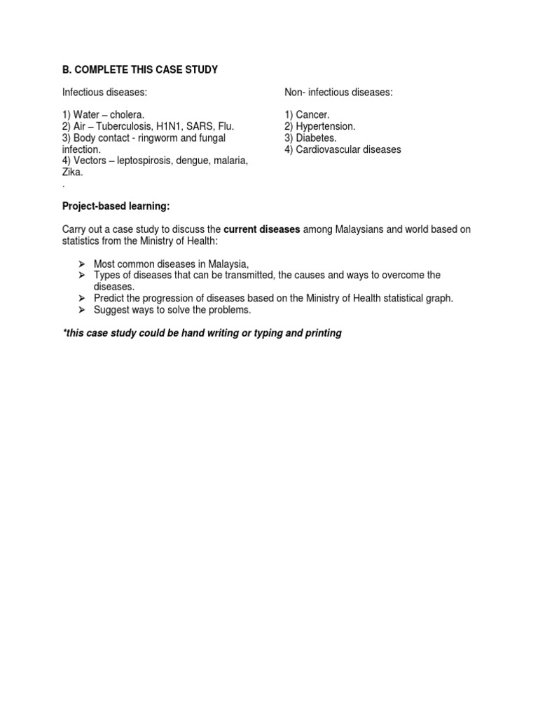 Case Study on Infectious & Non-Infectious Diseases | PDF
