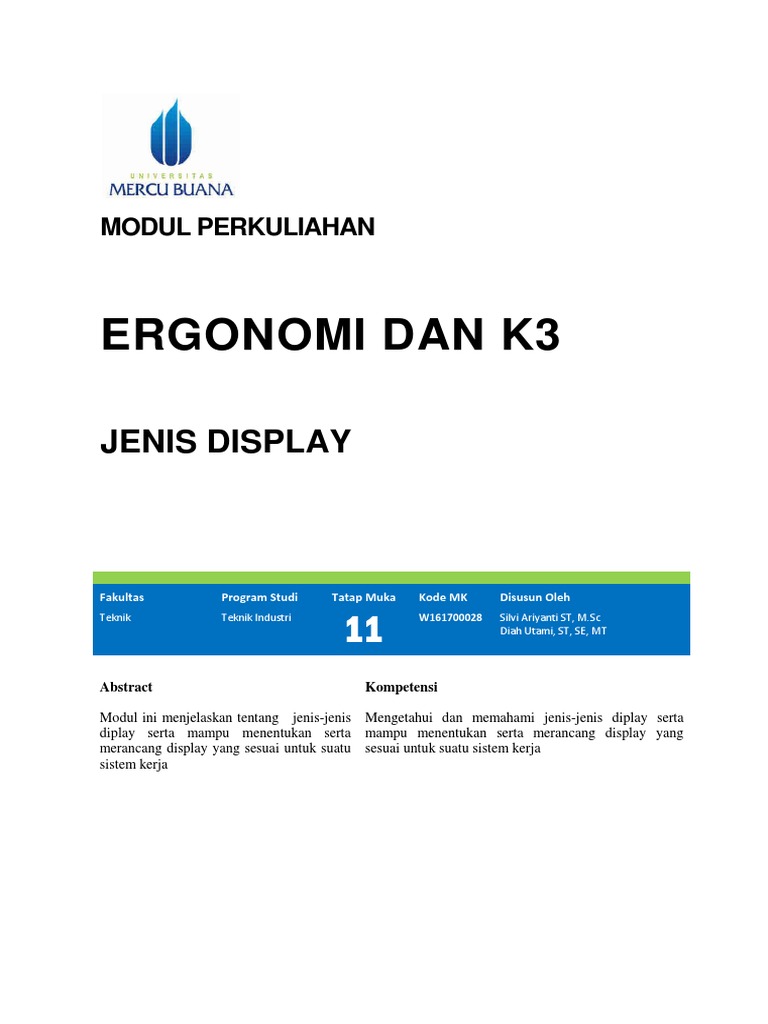 Modul Ergonomi Dan K3 (TM11) | PDF