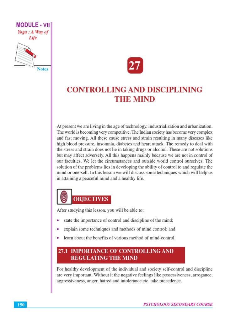 Controlling and Disciplining The Mind | PDF | Meditation | Mind
