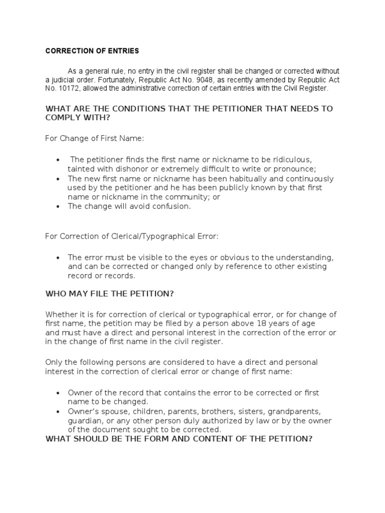 Correction of Entry - GRP 2 - COTECSON | PDF | Government | Government ...