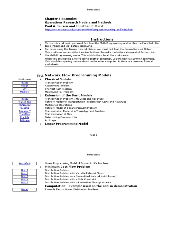 Instructions: Chapter 5 Examples Operations Research Models and Methods ...