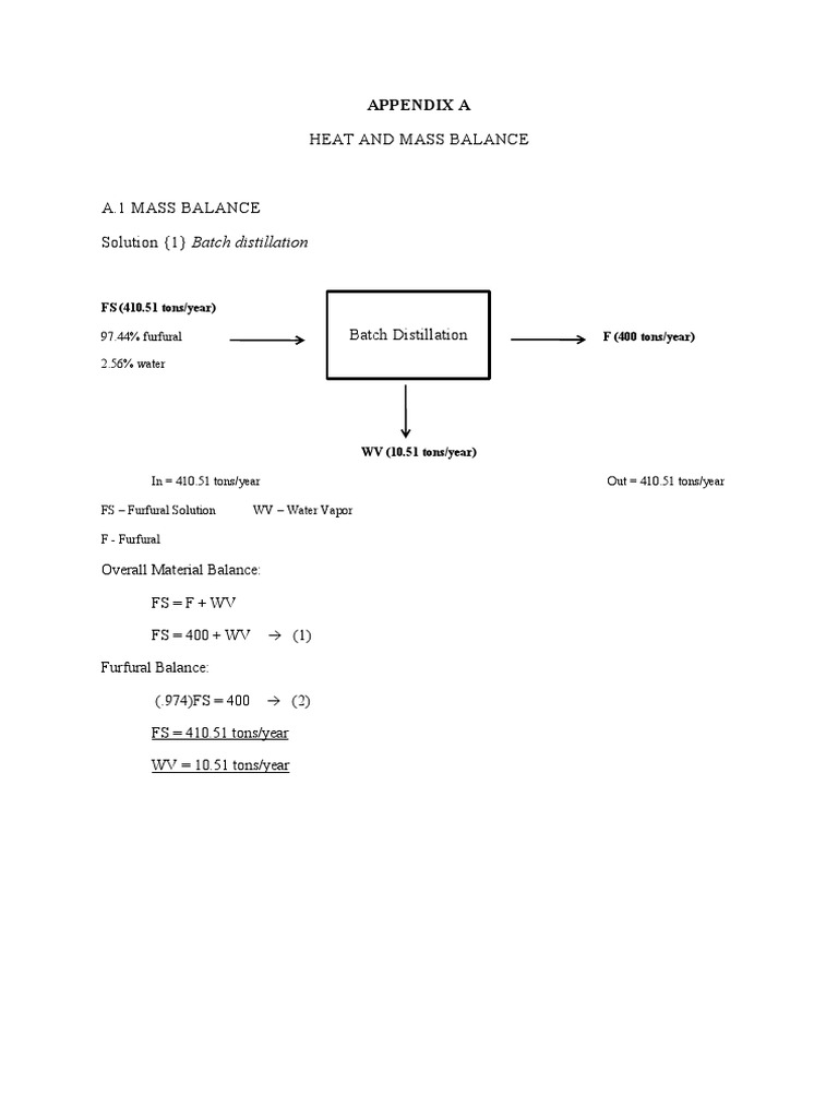 Appendix A Heat and Mass Balance | PDF | Chemistry | Physical Chemistry
